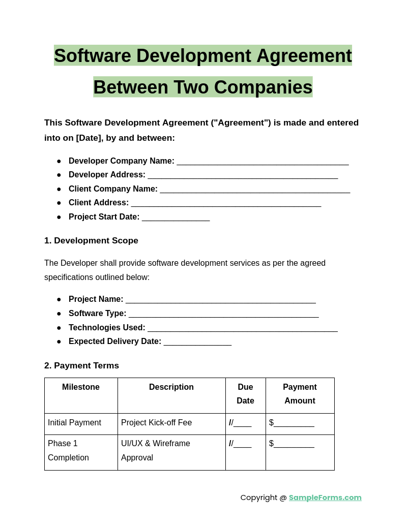 FREE 8+ Software Agreement Contract Form Samples, PDF, MS Word, Google Docs