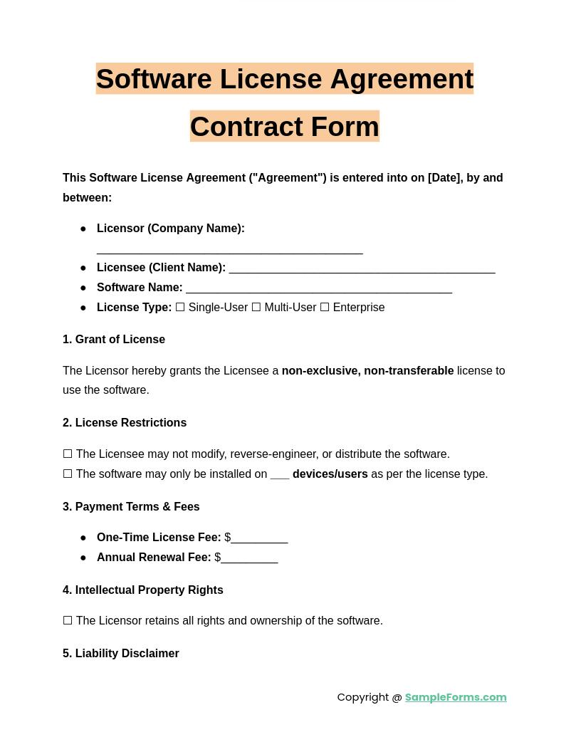 FREE 8+ Software Agreement Contract Form Samples, PDF, MS Word, Google Docs