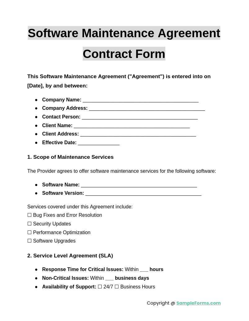 FREE 8+ Software Agreement Contract Form Samples, PDF, MS Word, Google Docs