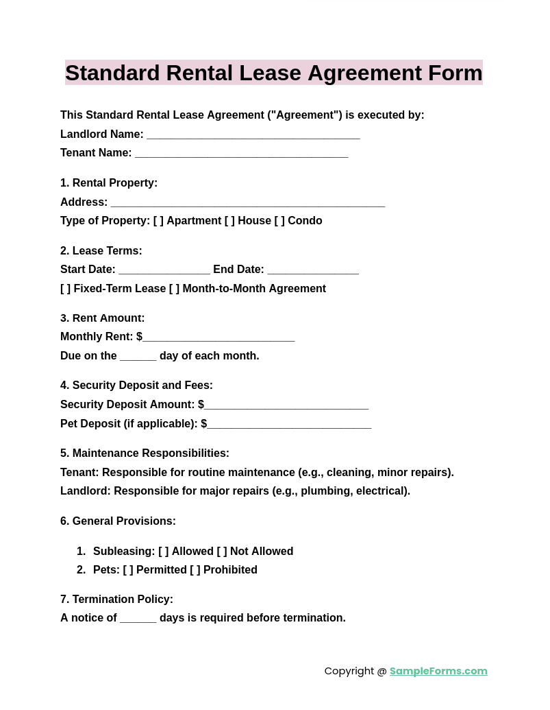 FREE 12+ Rental Lease Agreement Form Samples, PDF, MS Word, Google Docs