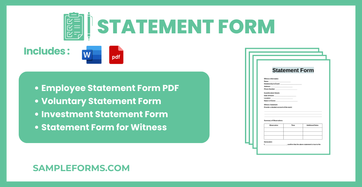FREE 42+ Statement Form Samples, PDF, MS Word, Google Docs, Excel