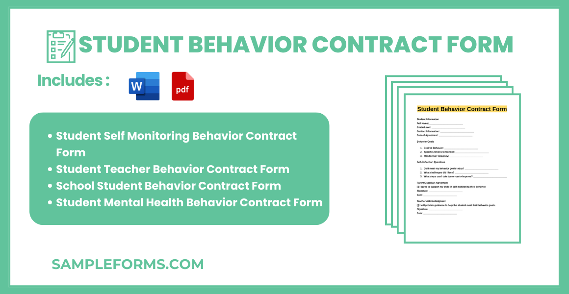 FREE 12+ Student Behavior Contract Form Samples, PDF, MS Word, Google Docs