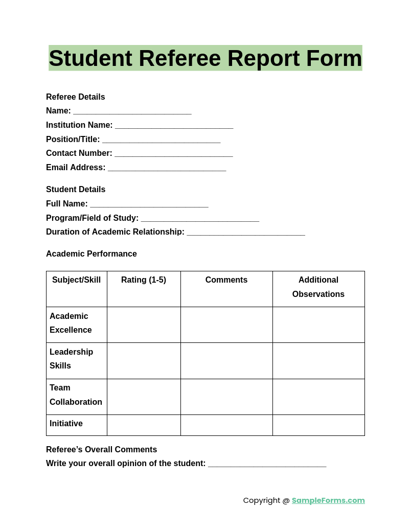 FREE 19+ Referee Report Form Samples, PDF, MS Word, Google Docs, Excel