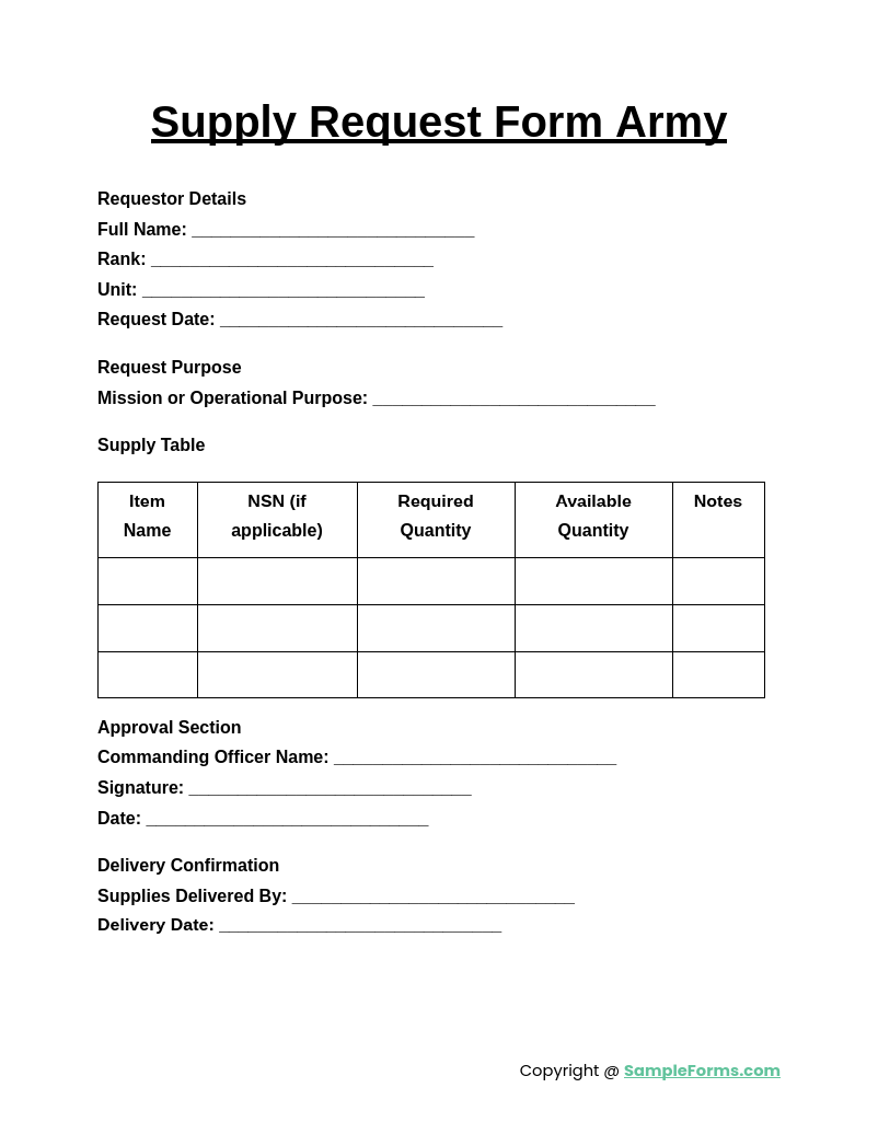 FREE 16+ Supply Request Form Samples, PDF, MS Word, Google Docs, Excel