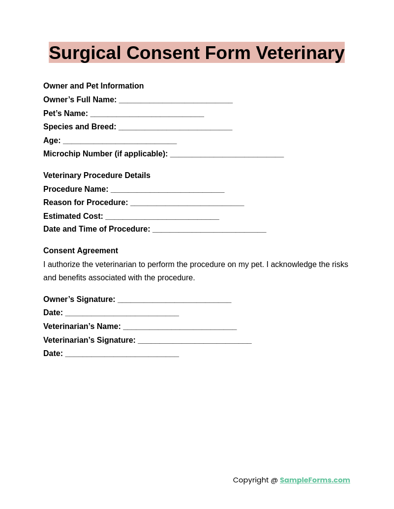 FREE 17+ Surgical Consent Form Samples, PDF, MS Word, Google Docs