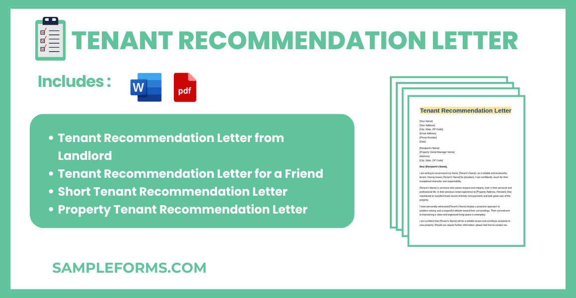 FREE 9+ Tenant Recommendation Letter Samples, PDF, MS Word, Google Docs