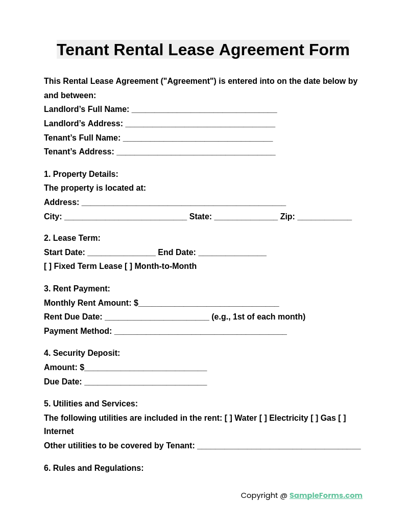 FREE 12+ Rental Lease Agreement Form Samples, PDF, MS Word, Google Docs