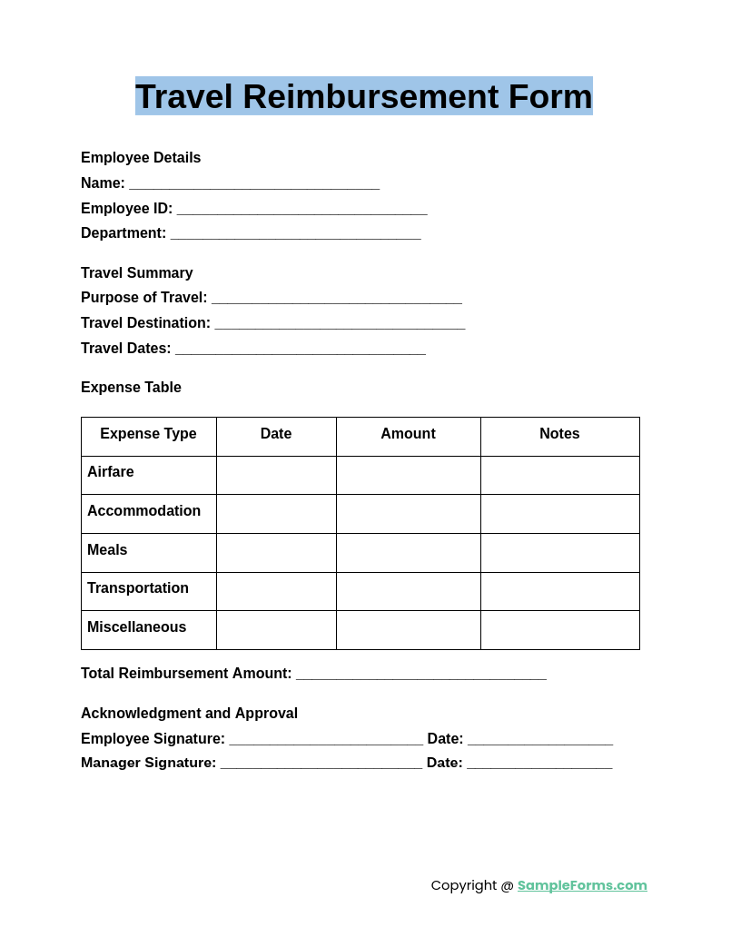 FREE 35+ Travel Form Samples, PDF, MS Word, Google Docs, Excel