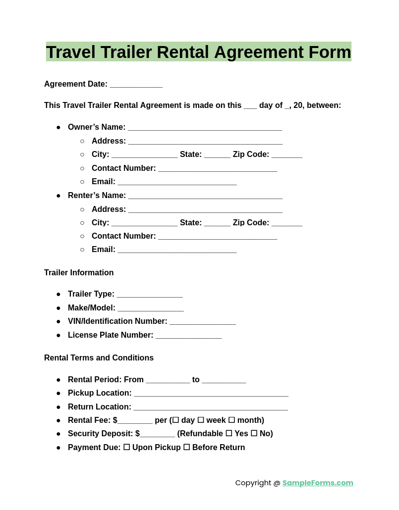 FREE 14+ Trailer Rental Agreement Form Samples, PDF, MS Word, Google Docs