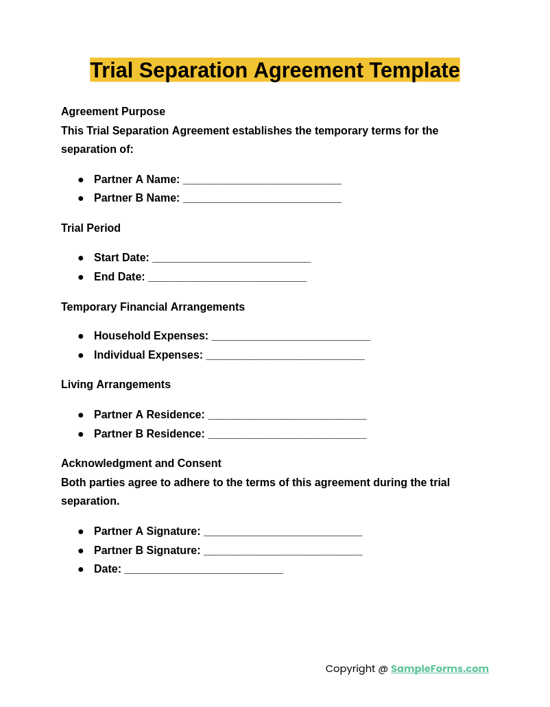 FREE 12+ Separation Agreement Form Samples, PDF, MS Word, Google Docs
