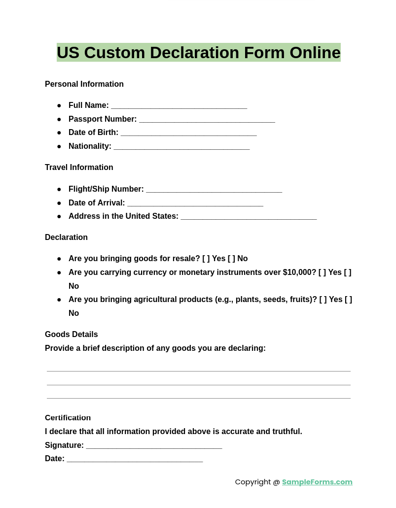 FREE 13+ Custom Declaration Form Samples, PDF, MS Word, Google Docs, Excel