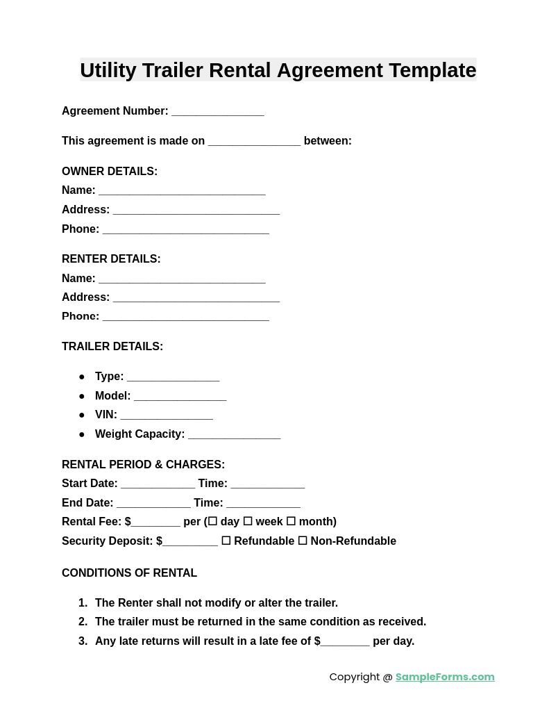FREE 14+ Trailer Rental Agreement Form Samples, PDF, MS Word, Google Docs