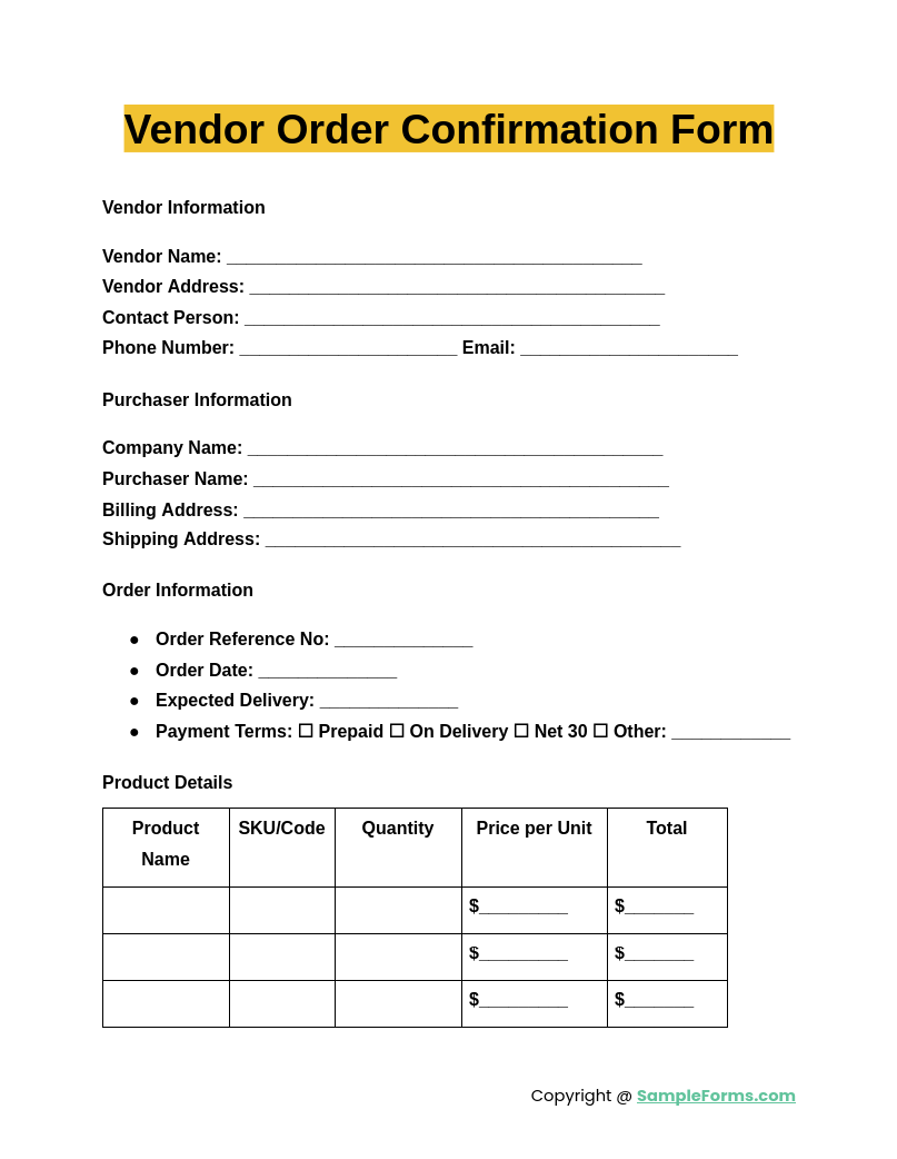 FREE 14+ Order Confirmation Form Samples, PDF, MS Word, Google Docs, Excel