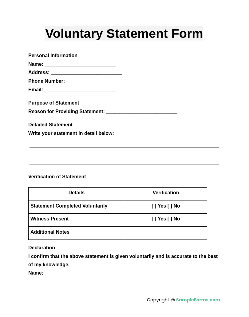 FREE 42+ Statement Form Samples, PDF, MS Word, Google Docs, Excel