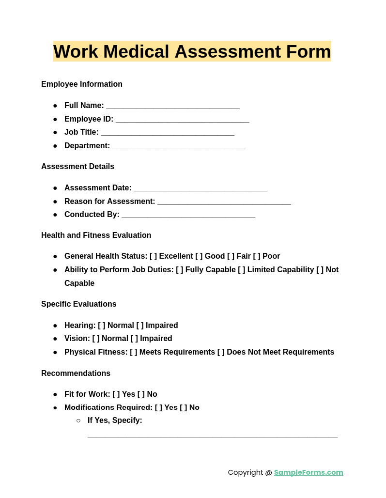 FREE 14+ Medical Assessment Form Samples, PDF, MS Word, Google Docs, Excel