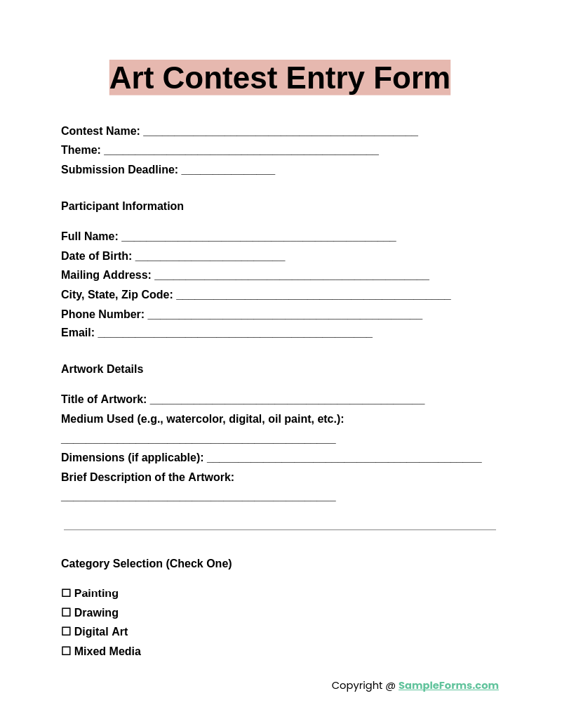 FREE 36+ Contest Entry Form Samples, PDF, MS Word, Google Docs, Excel