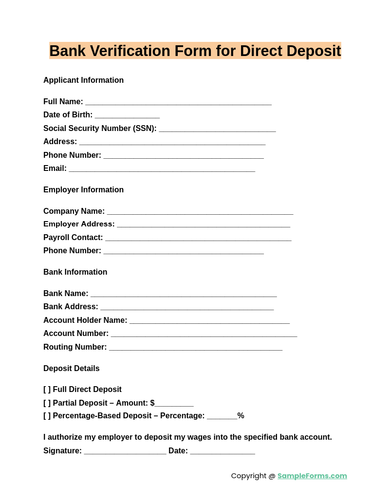 FREE 12+ Bank Verification Form Samples, PDF, MS Word, Google Docs
