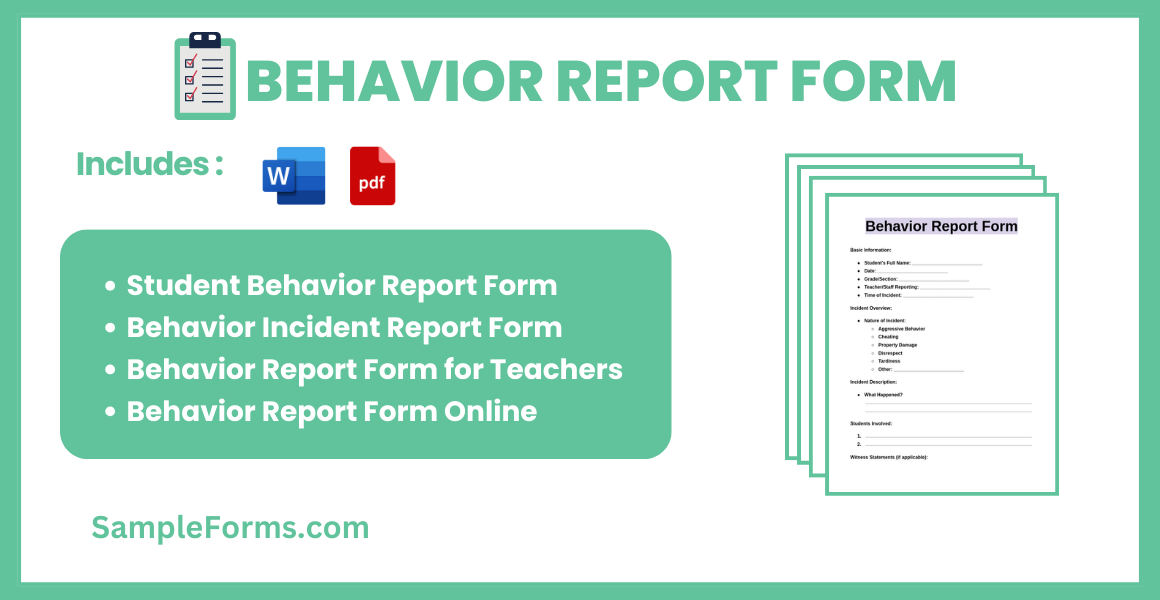 FREE 17+ Behavior Report Form Samples, PDF, MS Word, Google Docs