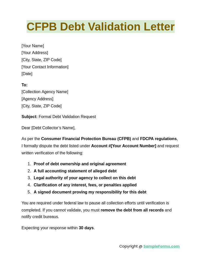 FREE 10+ Debt Validation Letter Samples, PDF, MS Word, Google Docs