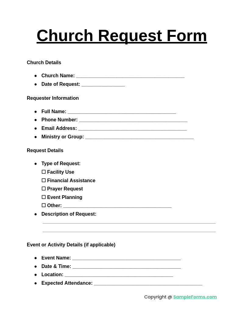 FREE 44+ Church Form Samples, PDF, MS Word, Google Docs, Excel