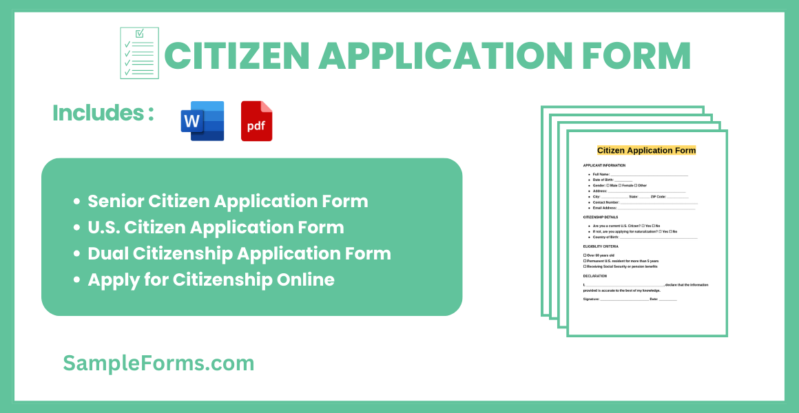 FREE 11+ Citizen Application Form Samples, PDF, MS Word, Google Docs, Excel