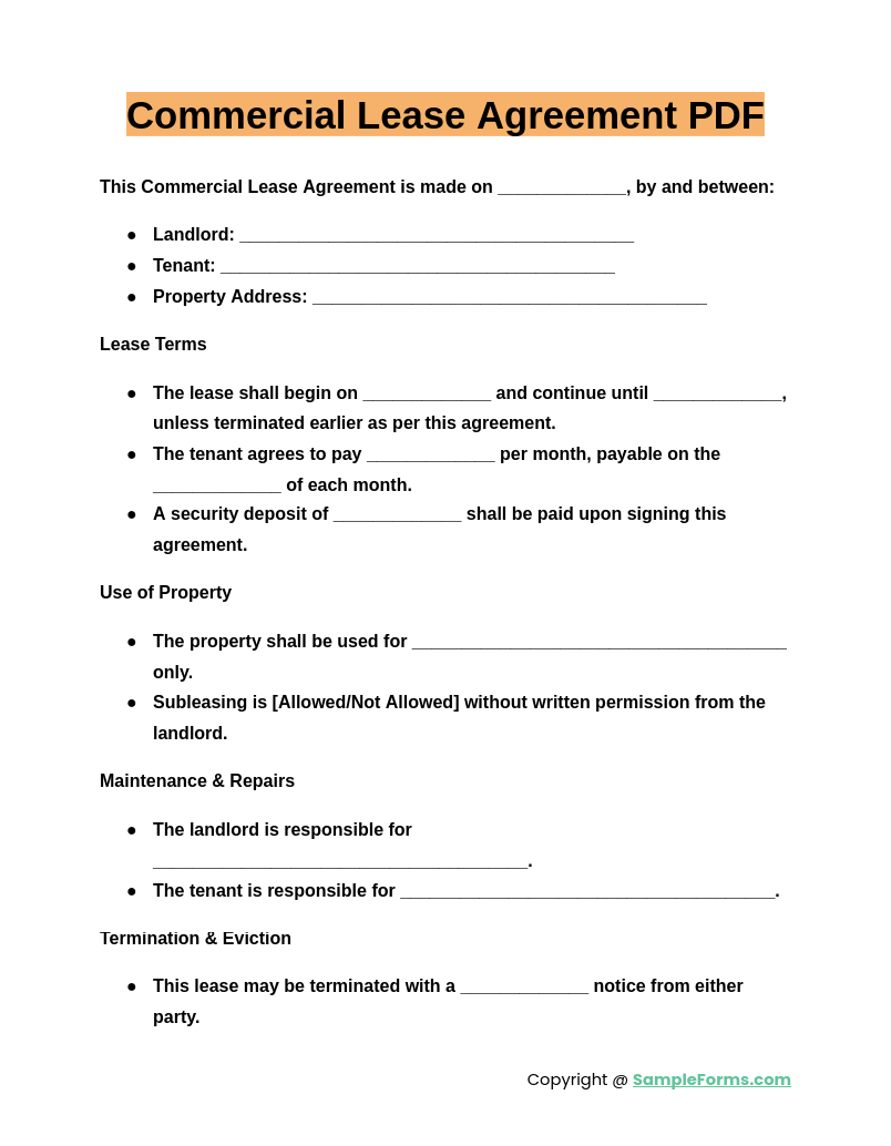 FREE 13+ Commercial Agreement Form Samples, PDF, MS Word, Google Docs