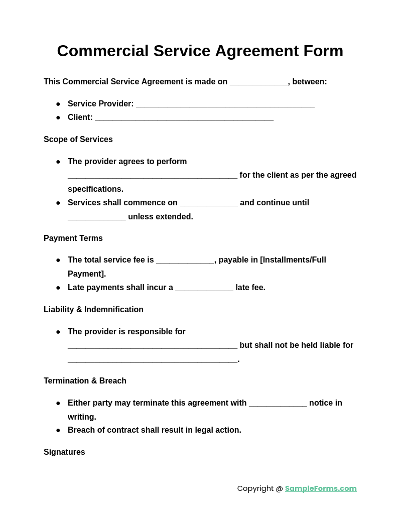 FREE 13+ Commercial Agreement Form Samples, PDF, MS Word, Google Docs