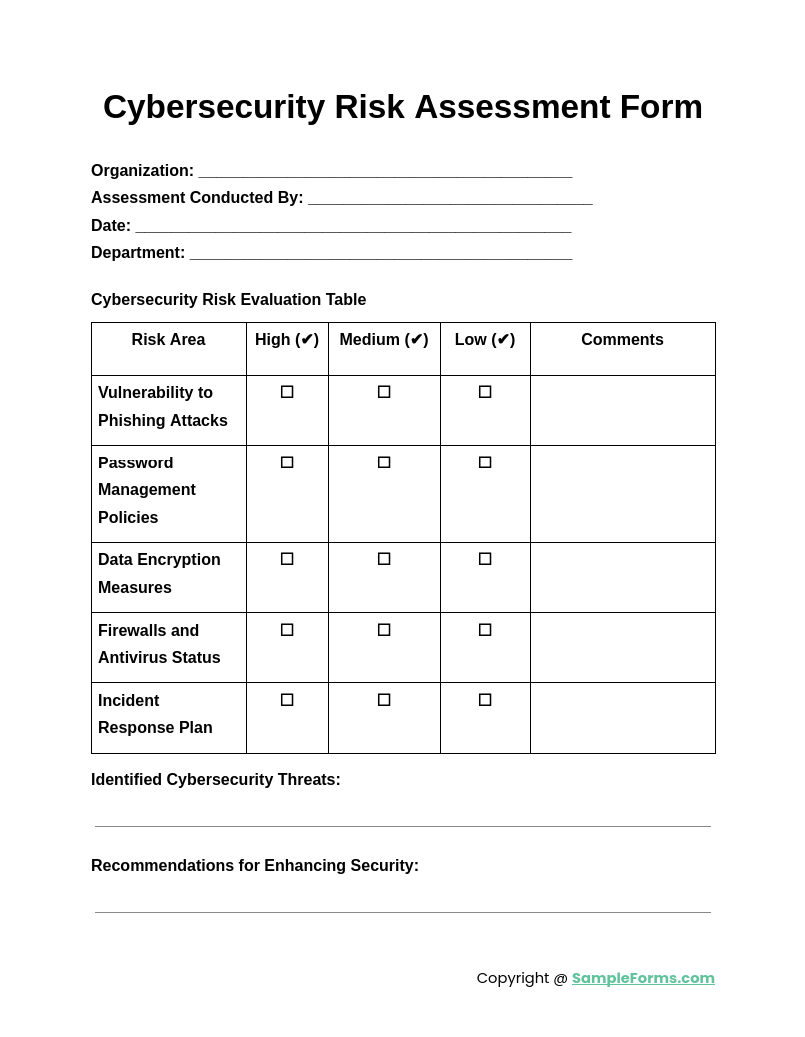 FREE 11+ Security Risk Assessment Form Samples, PDF, MS Word, Google Docs