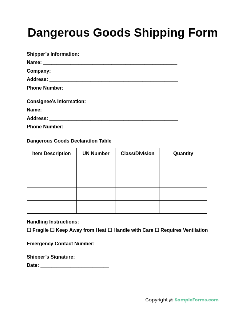 FREE 41+ Shipping Form Samples, PDF, MS Word, Google Docs, Excel