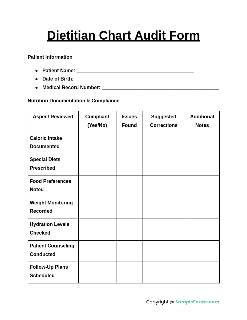 FREE 10+ Chart Audit Form Samples, PDF, MS Word, Google Docs, Excel