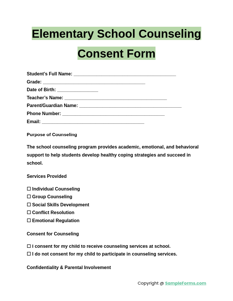 FREE 14+ School Counseling Form Samples, PDF, MS Word, Google Docs