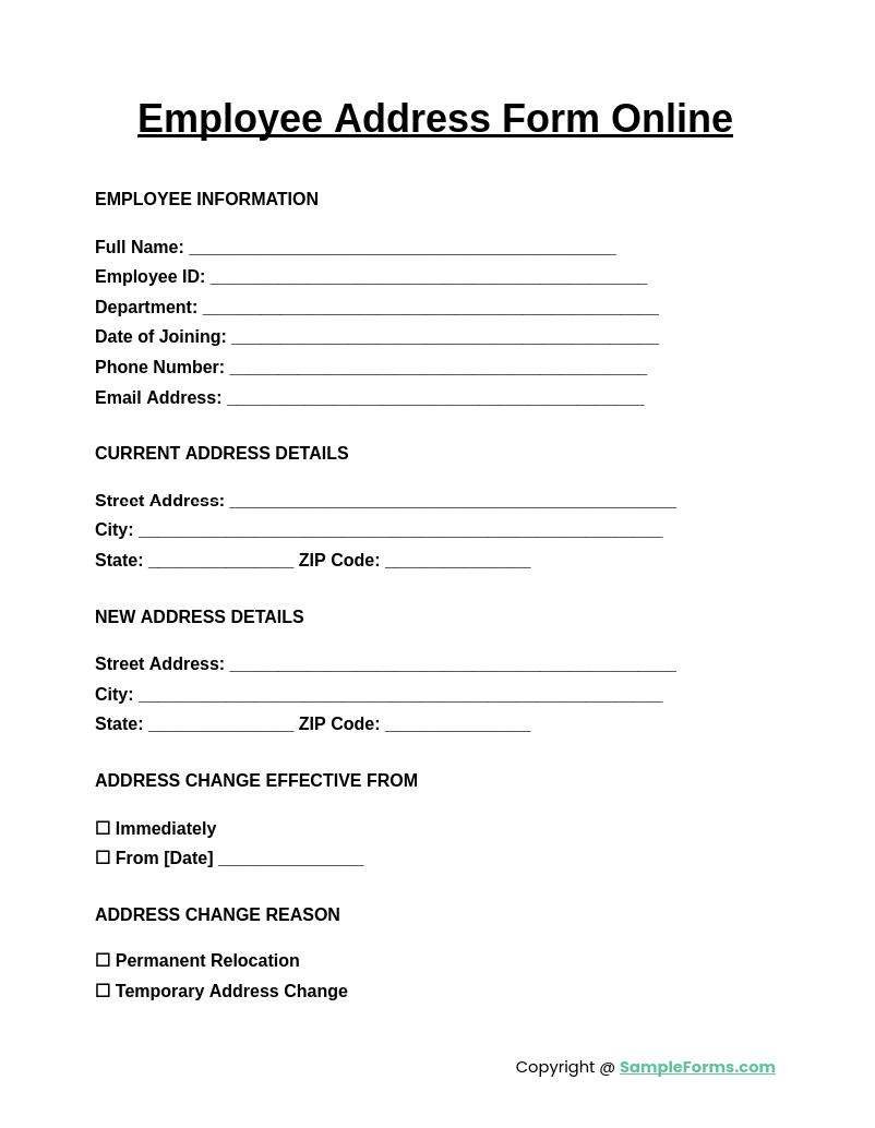 FREE 11+ Employee Address Form Samples, PDF, MS Word, Google Docs