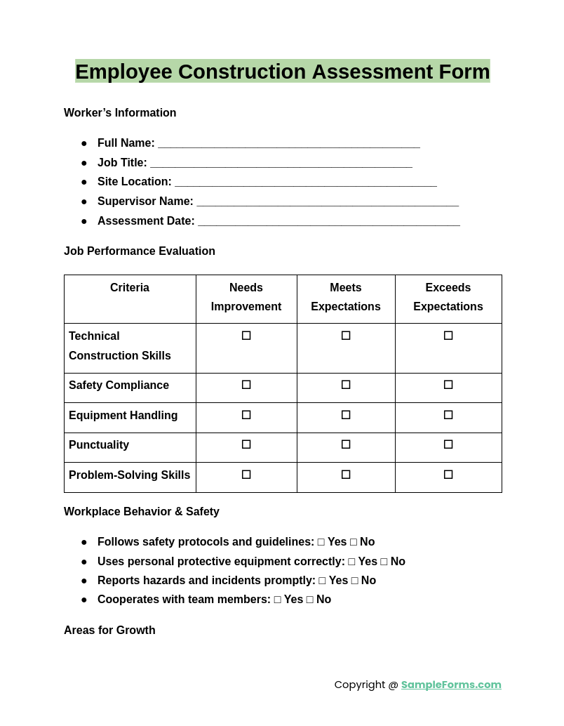 FREE 14+ Employee Assessment Form Samples, PDF, MS Word, Google Docs, Excel