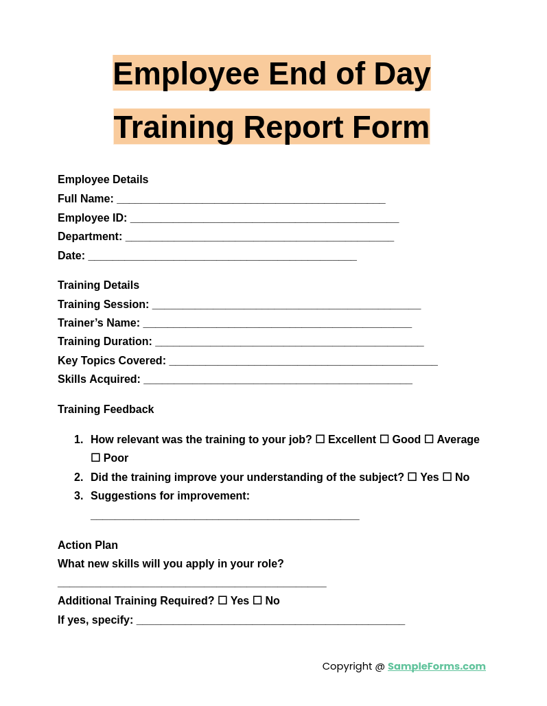 FREE 8+ Employee End of Day Report Form Samples, PDF, MS Word, Google ...