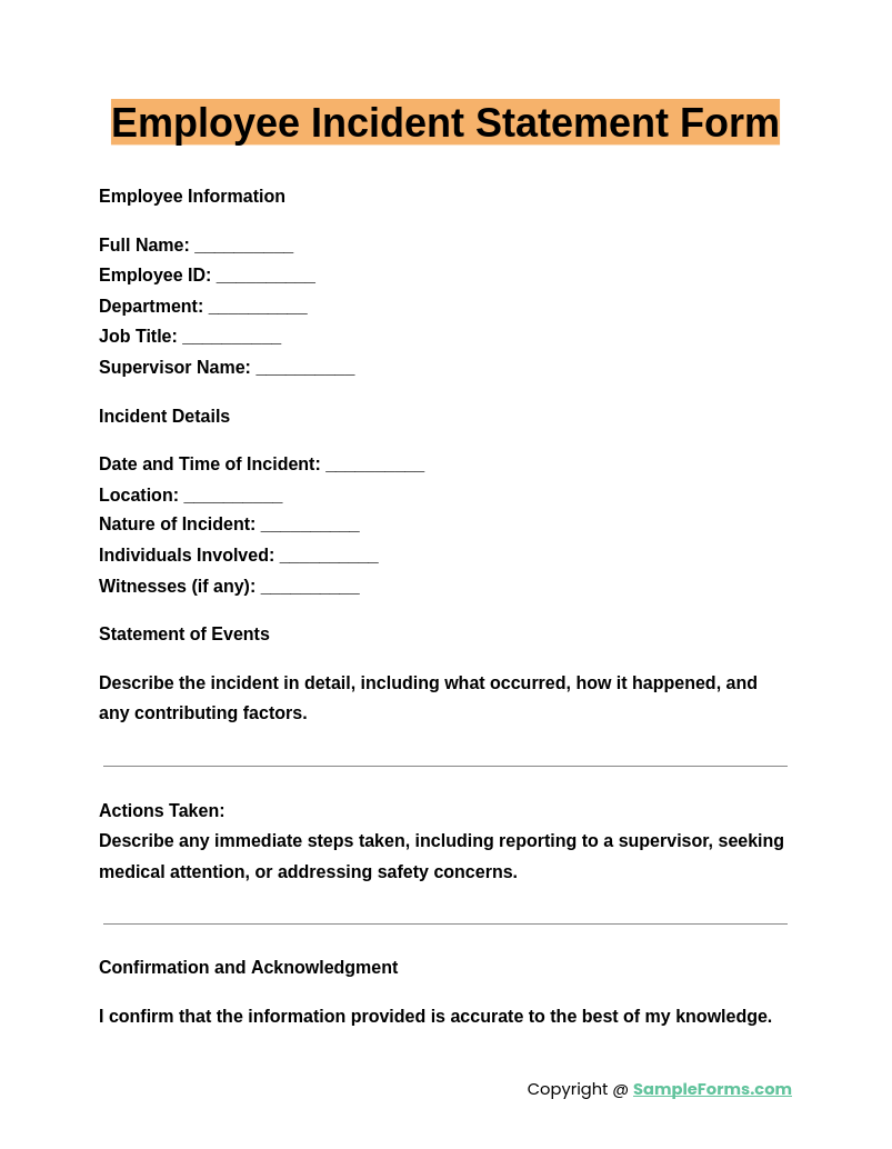 FREE 14+ Employee Statement Form Samples, PDF, MS Word, Google Docs, Excel