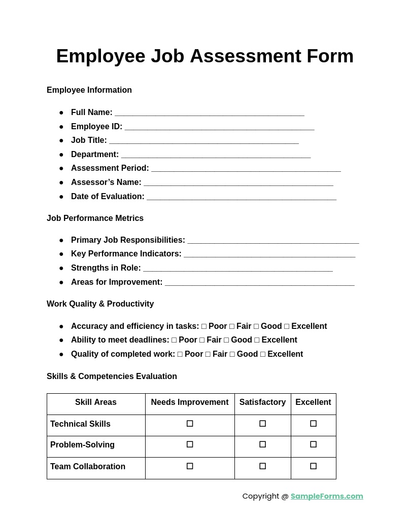 FREE 14+ Employee Assessment Form Samples, PDF, MS Word, Google Docs, Excel