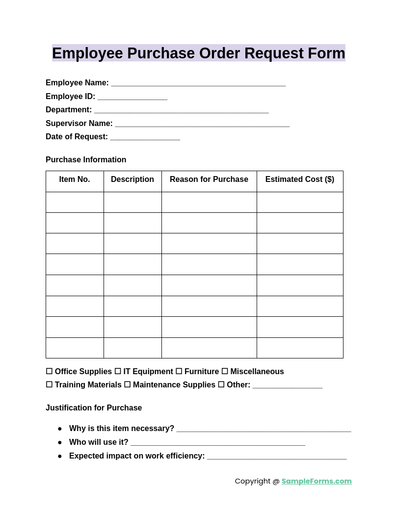 FREE 17+ Purchase Order Request Form Samples, PDF, MS Word, Google Docs ...