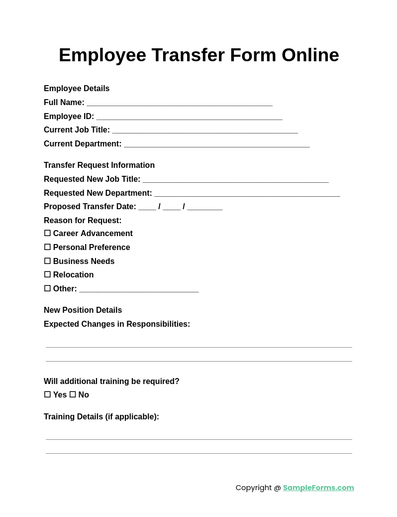 FREE 11+ Employee Transfer Form Samples, PDF, MS Word, Google Docs