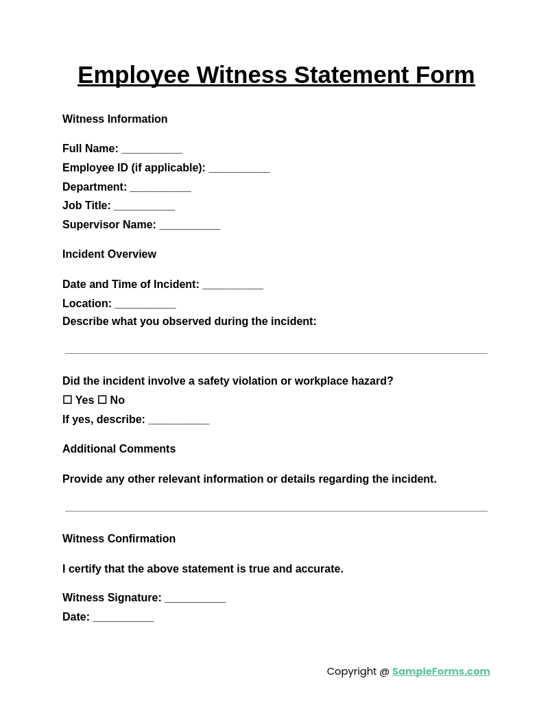 FREE 14+ Employee Statement Form Samples, PDF, MS Word, Google Docs, Excel