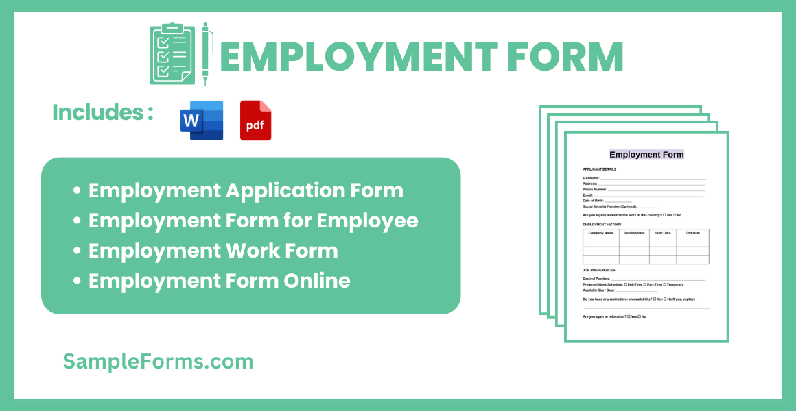 FREE 53+ Employment Form Samples, PDF, MS Word, Google Docs, Excel