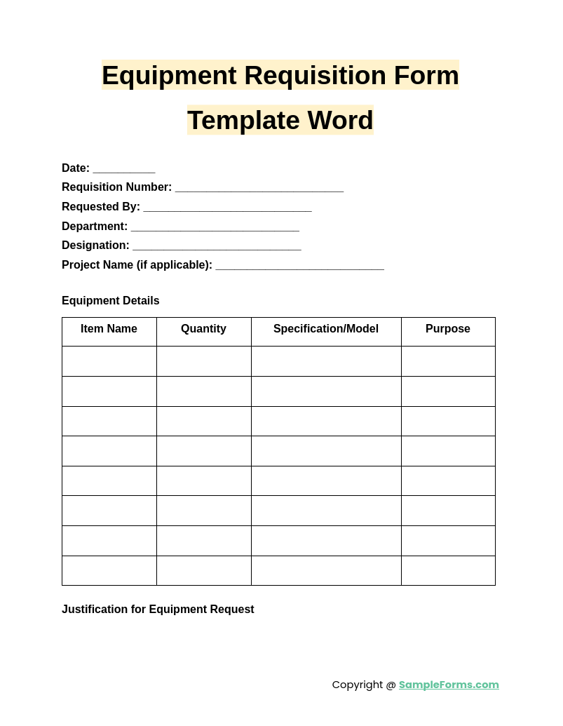 FREE 13+ Equipment Requisition Form Samples, PDF, MS Word, Google Docs ...
