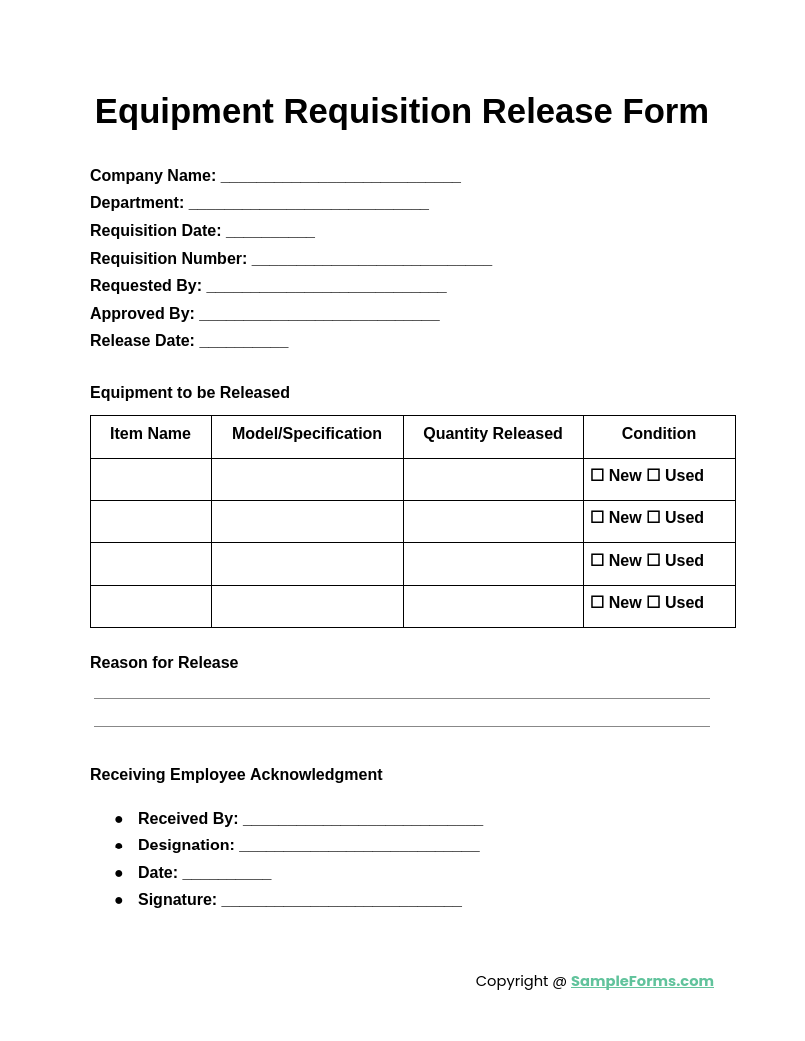 FREE 13+ Equipment Requisition Form Samples, PDF, MS Word, Google Docs ...
