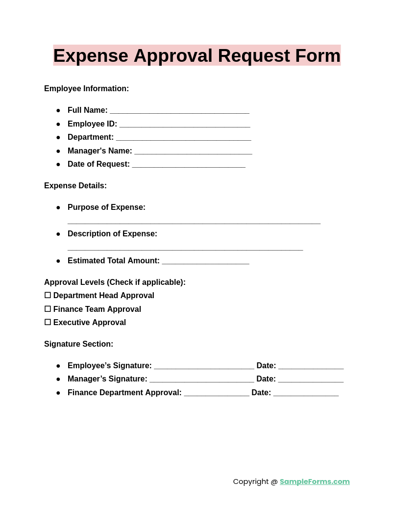 FREE 14+ Expense Approval Form Samples, PDF, MS Word, Google Docs