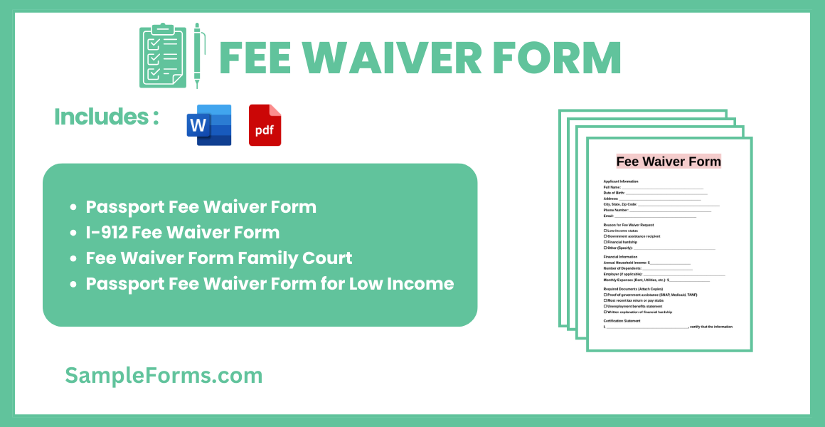 FREE 13+ Fee Waiver Form Samples, PDF, MS Word, Google Docs, Excel