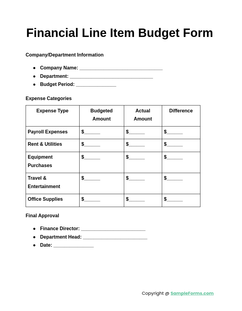 FREE 12+ Line Item Budget Form Samples, PDF, MS Word, Google Docs, Excel