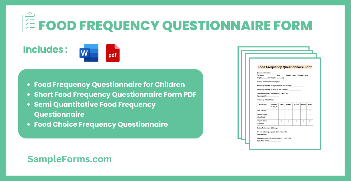 FREE 10+ Food Frequency Questionnaire Form Samples, PDF, MS Word ...