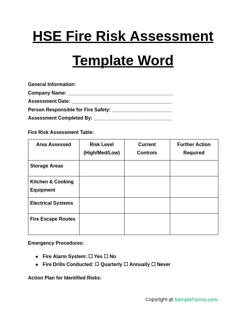 FREE 13+ Fire Risk Assessment Form Samples, PDF, MS Word, Google Docs, Excel