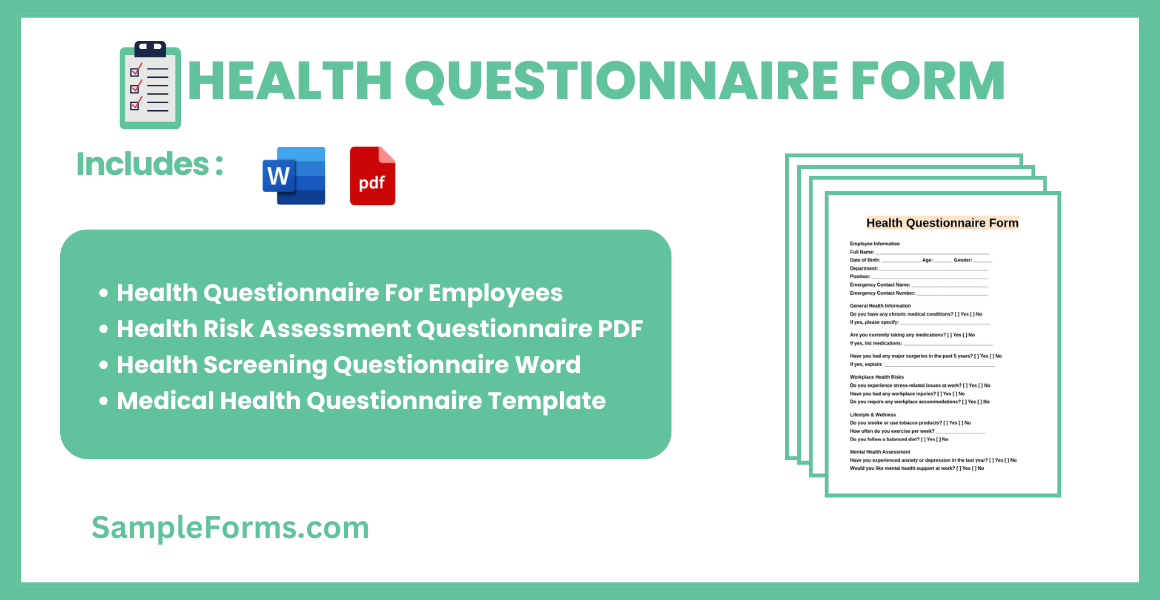 FREE 12+Health Questionnaire Form Samples, PDF, MS Word, Google Docs
