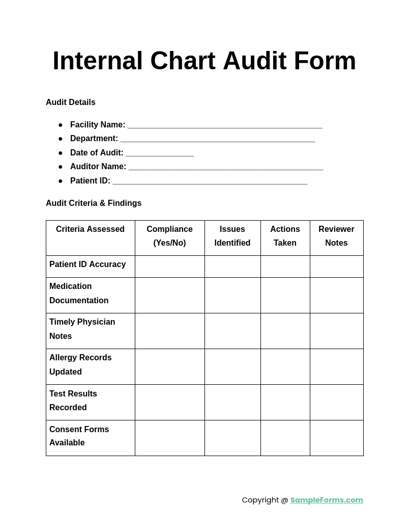 FREE 10+ Chart Audit Form Samples, PDF, MS Word, Google Docs, Excel