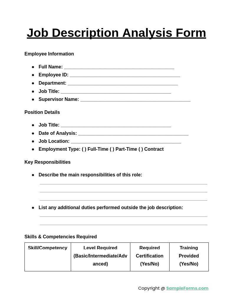 FREE 9+ Job Analysis Form Samples, PDF, MS Word, Google Docs, Excel